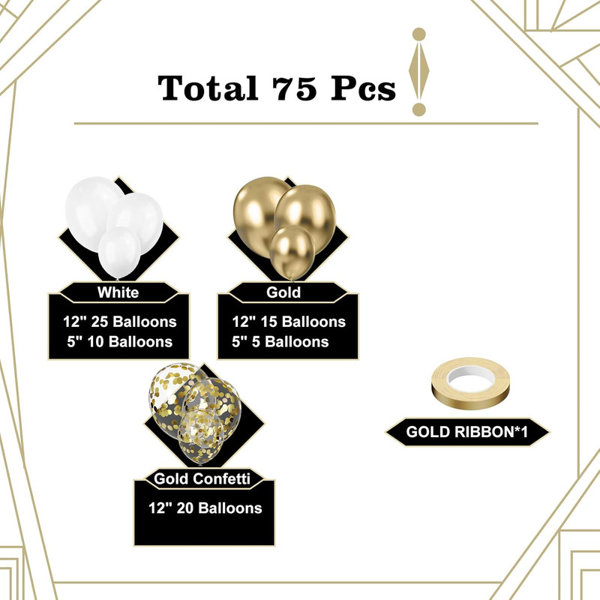 The Party Aisle™ White and Gold Balloon 75PCS White Gold Balloons Party Decorations | Wayfair